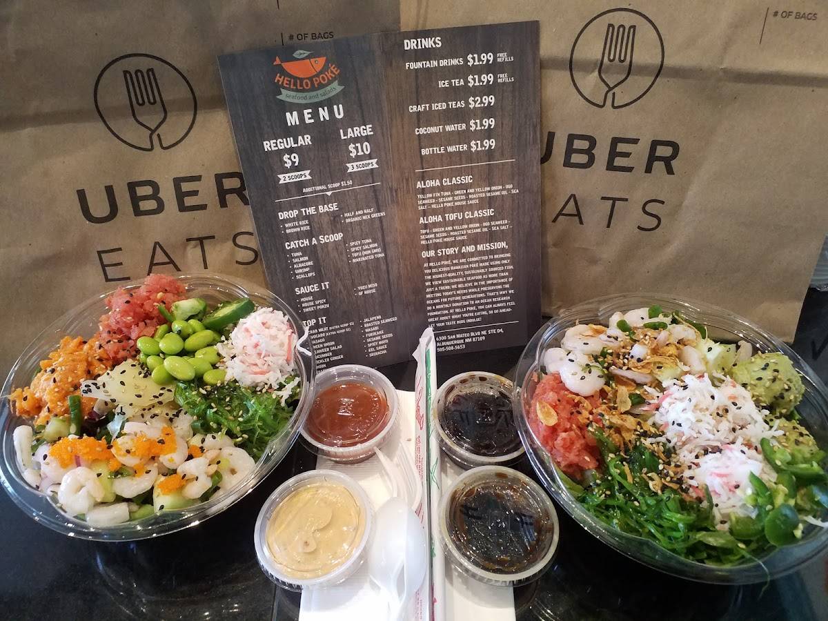 Menu at Hello Poke restaurant, Albuquerque
