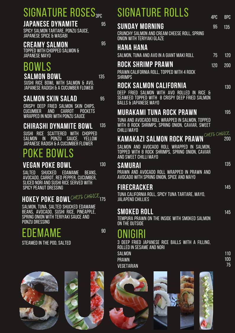 Menu at Lemonicious restaurant, Hermanus