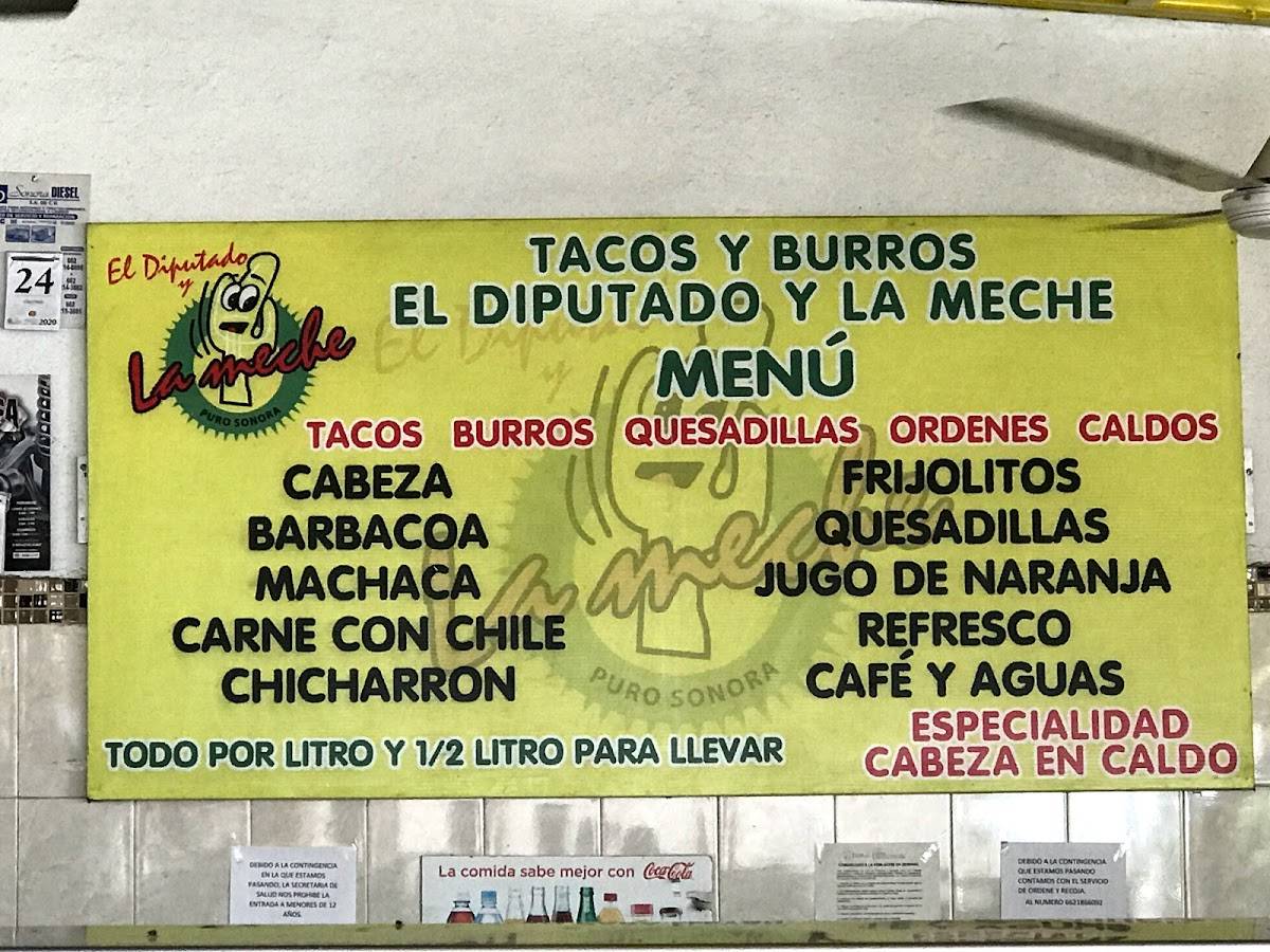 Carta del restaurante El Diputado y La Meche Suc. San Benito ...