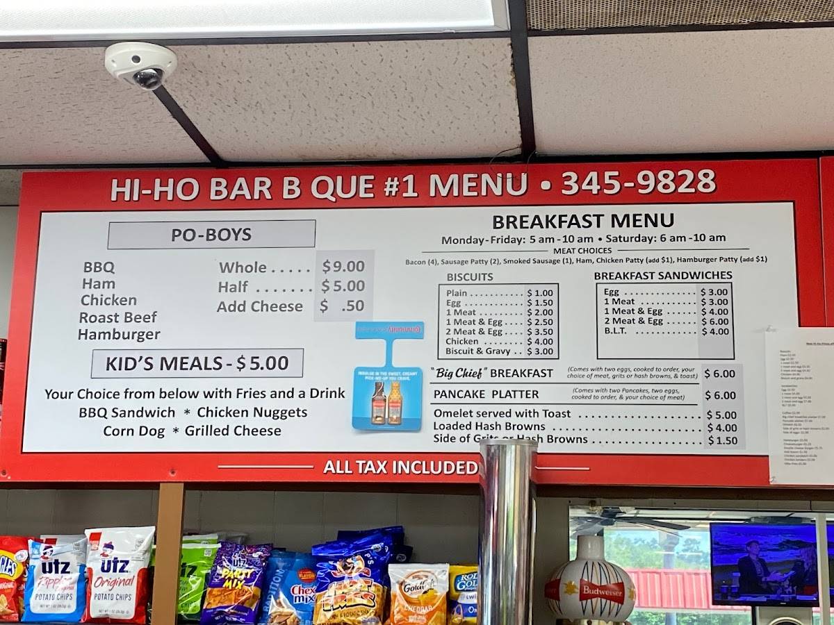 Menu at Hi-Ho #1 Barbecue, Hammond