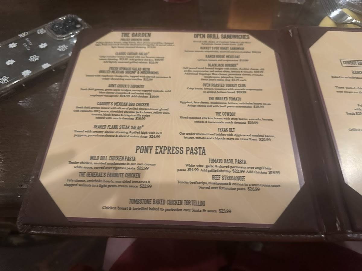 Menu at HiFalutin Rapid Western Grill steakhouse, Tucson