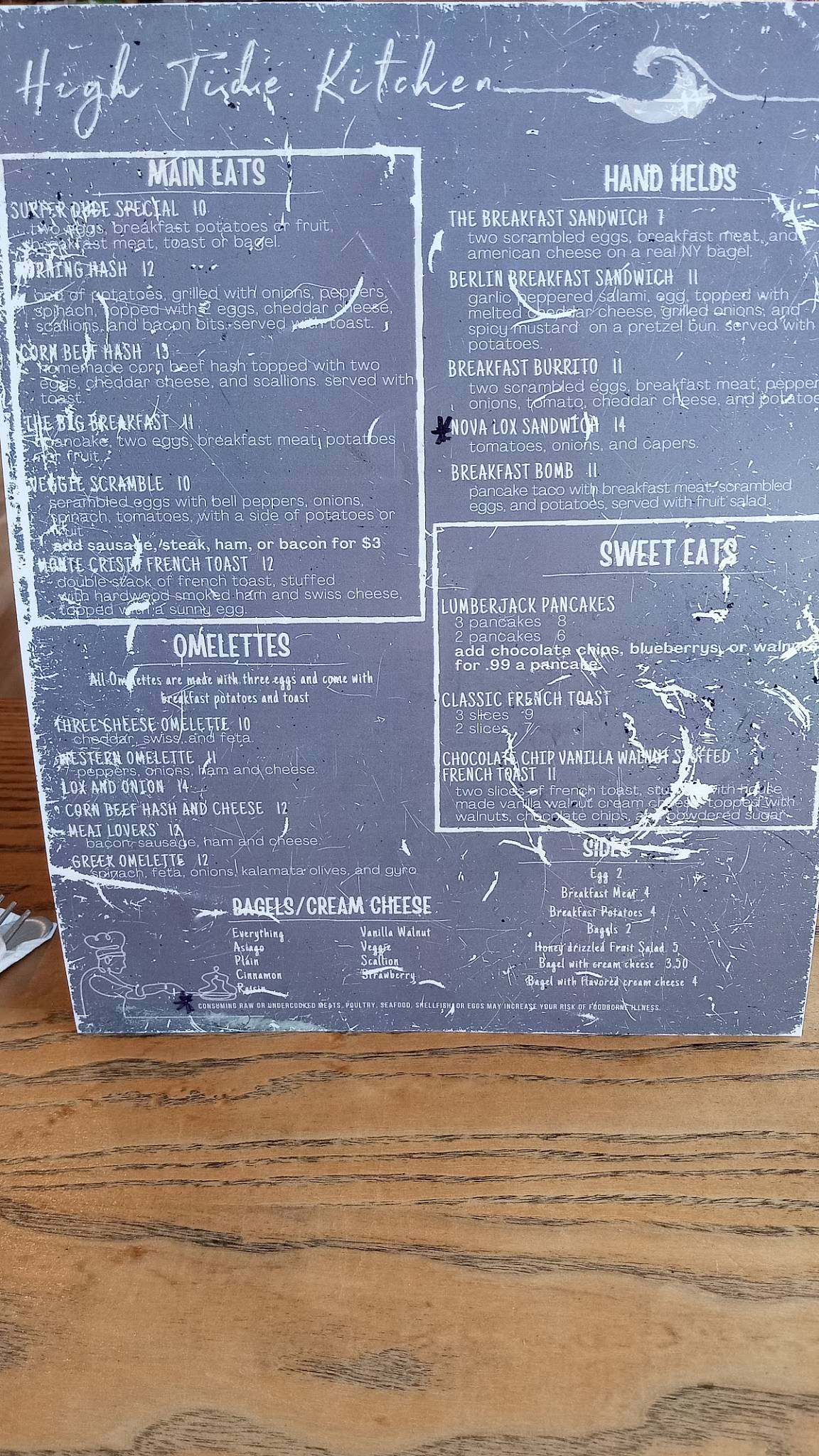 Menu at High Tide Kitchen cafe, Daytona Beach
