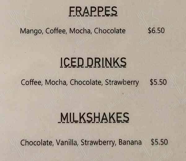 Menu at Highpoint Espresso cafe, Ashgrove
