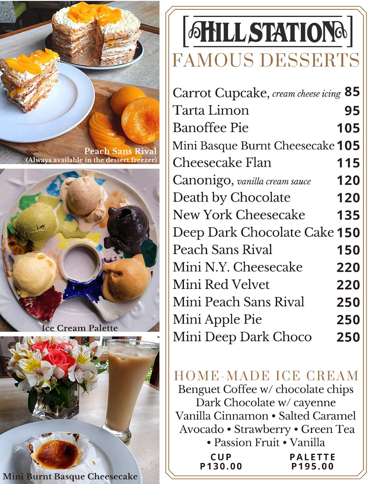 Menu at Hill Station restaurant, Baguio, Casa Vallejo