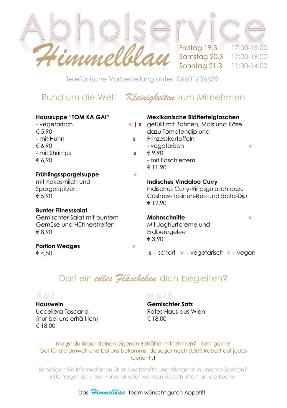 Speisekarte von Himmelblau Restaurant, Lienz