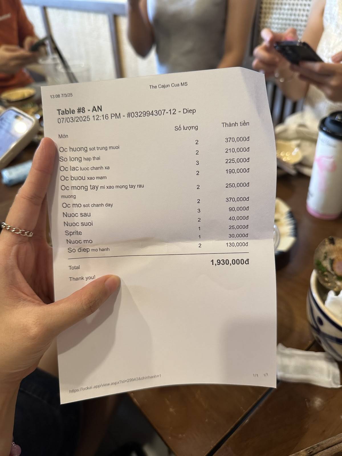 Menu at ỐC KAI QUÁN restaurant, Ho Chi Minh City