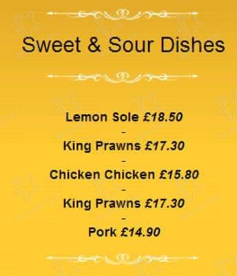 Menu at Ho Wong restaurant, Glasgow, 56 Waterloo St