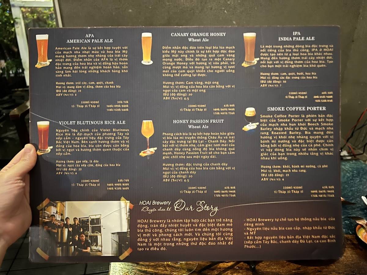 Menu at Hoai - Xưởng bia restaurant, Ho Chi Minh City