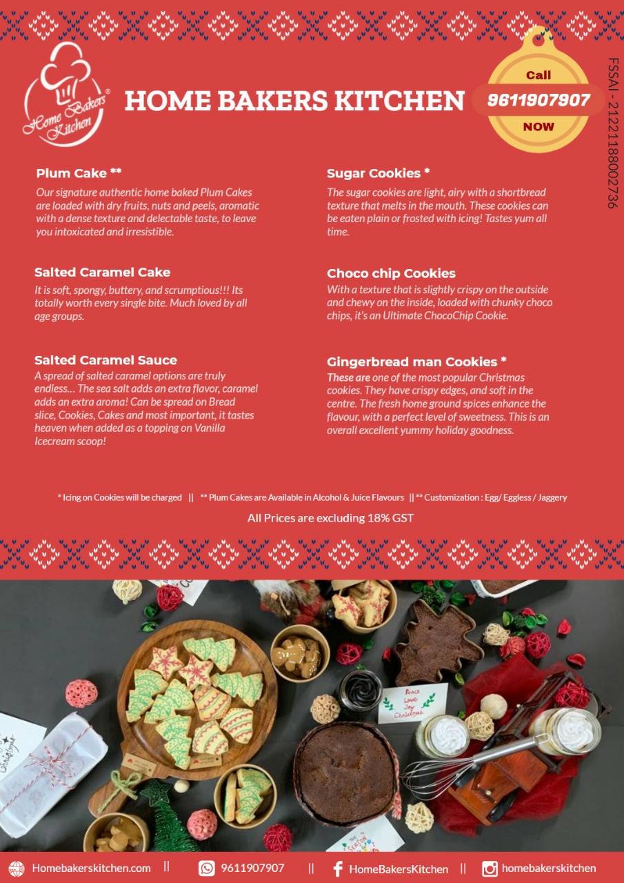Menu at Home Bakers Kitchen - Premium Home-Baked Unique Flavoured ...