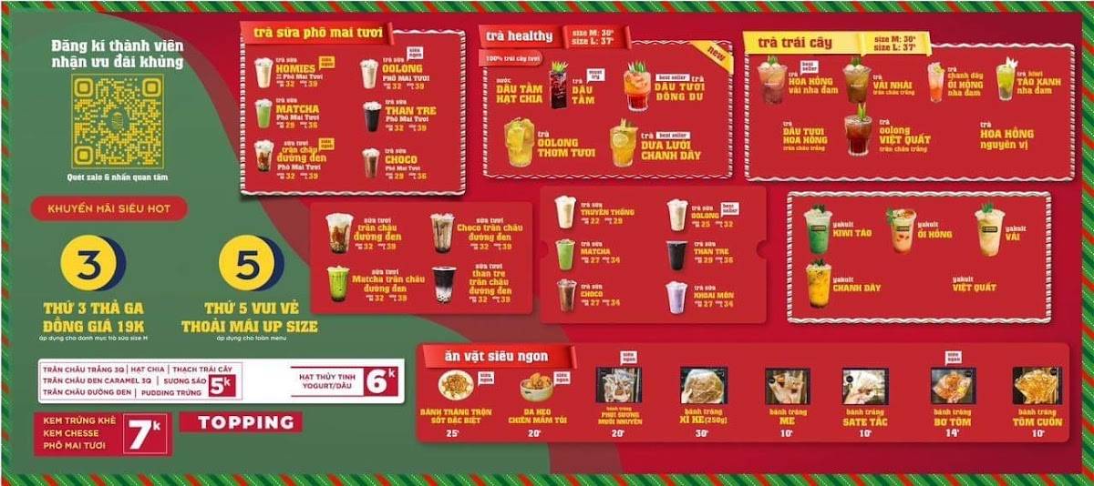 Menu at Homies - Trà Sữa Phô Mai Tươi Đài Loan, Ho Chi Minh City