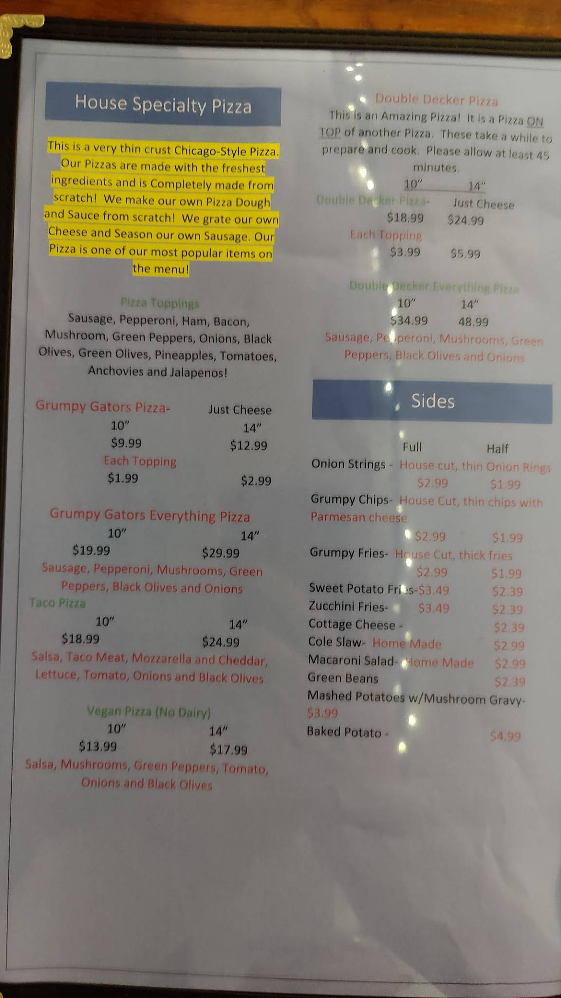 Menu at Grumpy Gators Bar & Grill, Homosassa