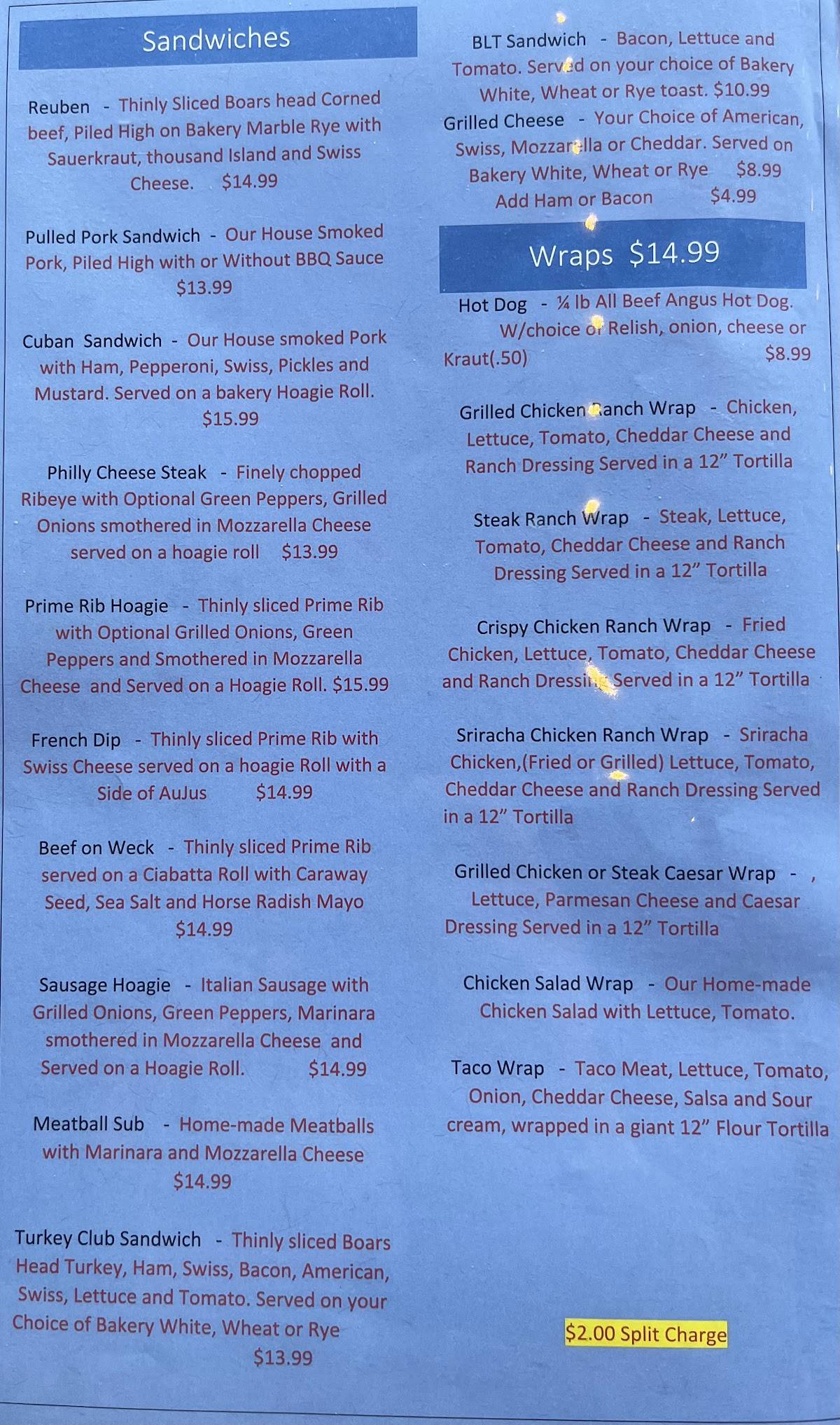 Menu at Grumpy Gators Bar & Grill, Homosassa