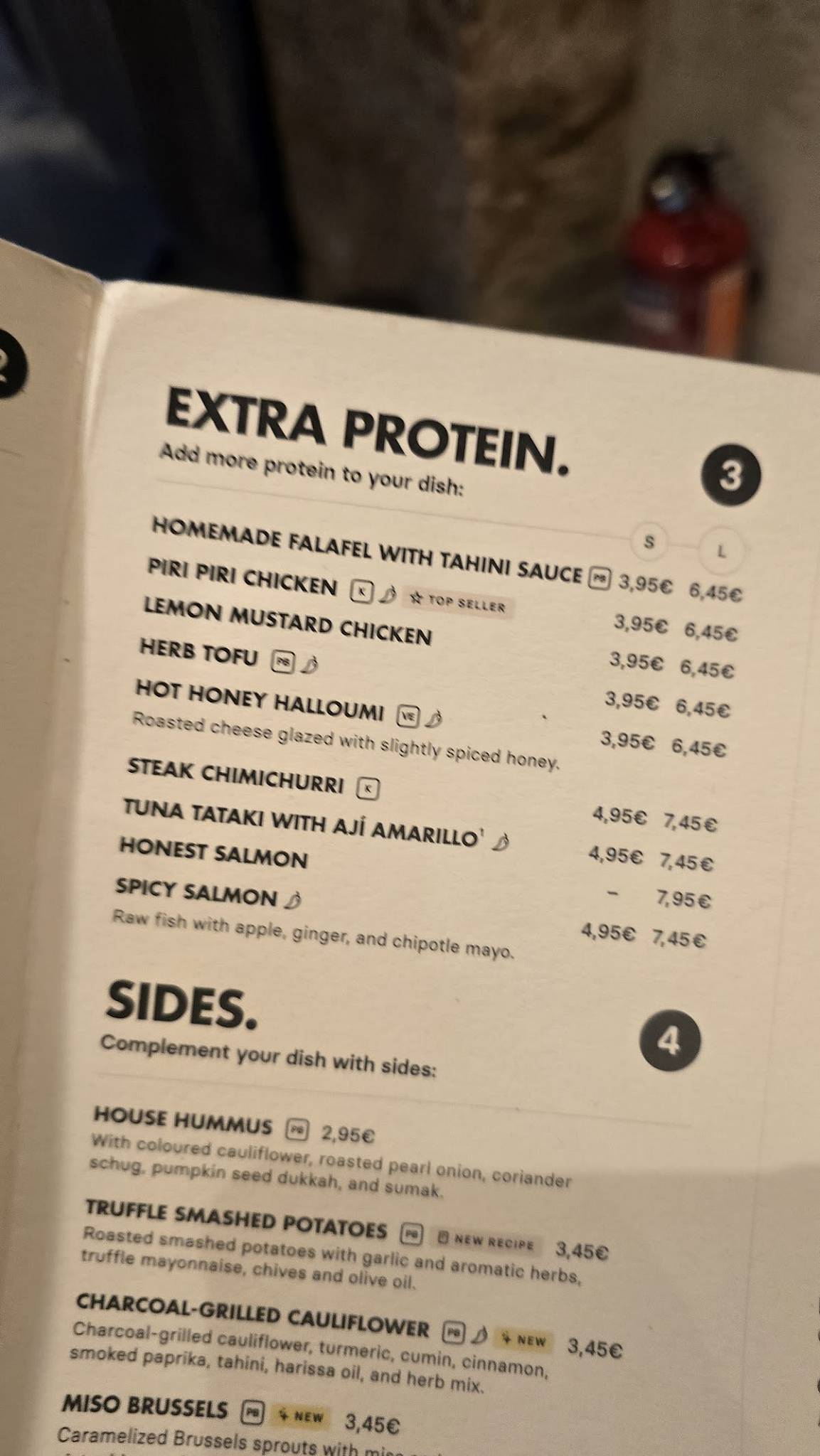Carta del restaurante Honest Greens, Madrid, Calle Hortaleza