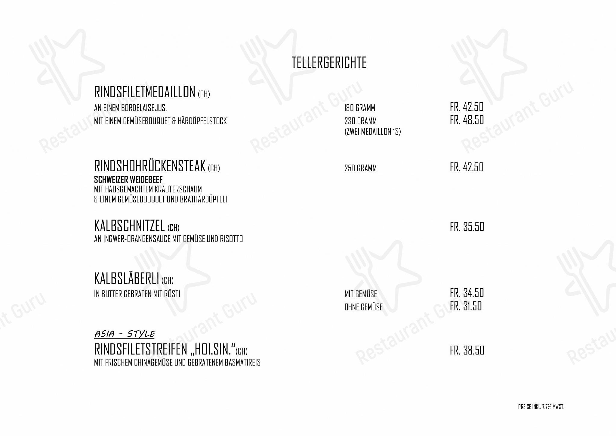 Speisekarte von Alpwirtschaft Horben, Beinwil (Freiamt)