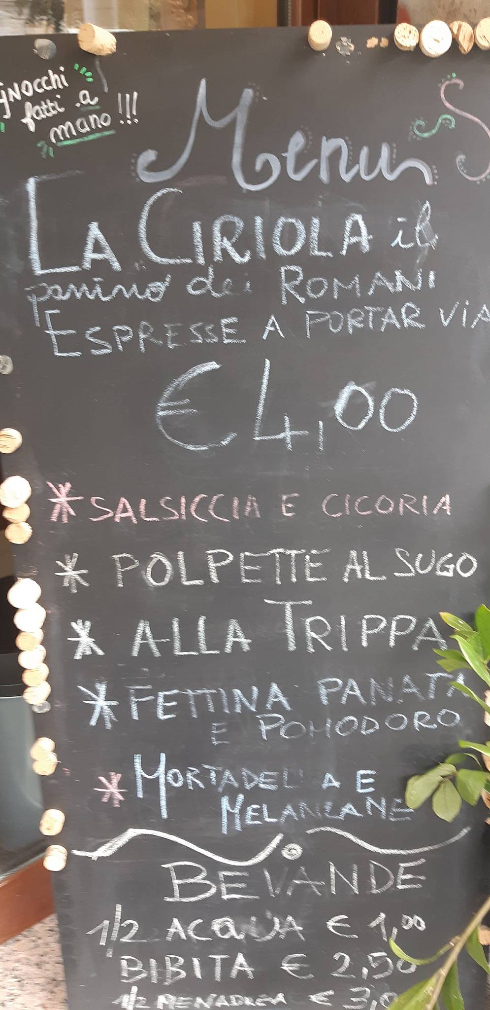 Menu da Hostaria da Enzo Roma ristorante, Roma