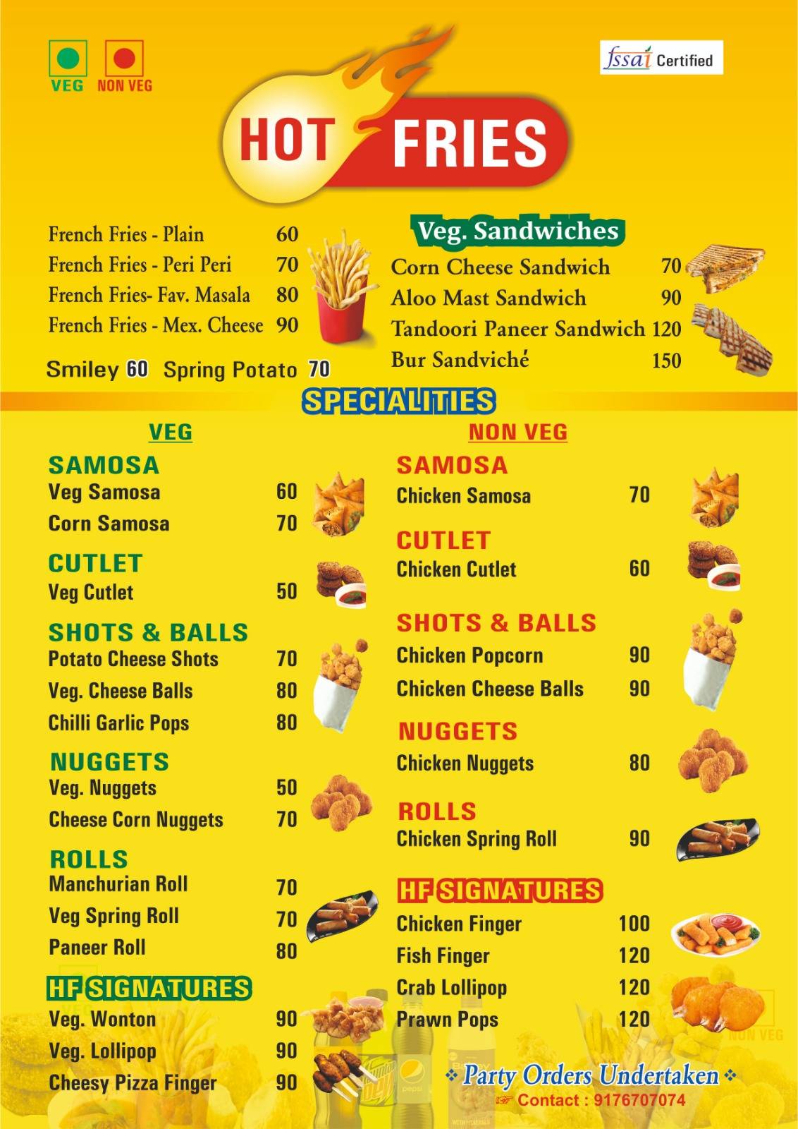 Menu at Hot fries, Chennai