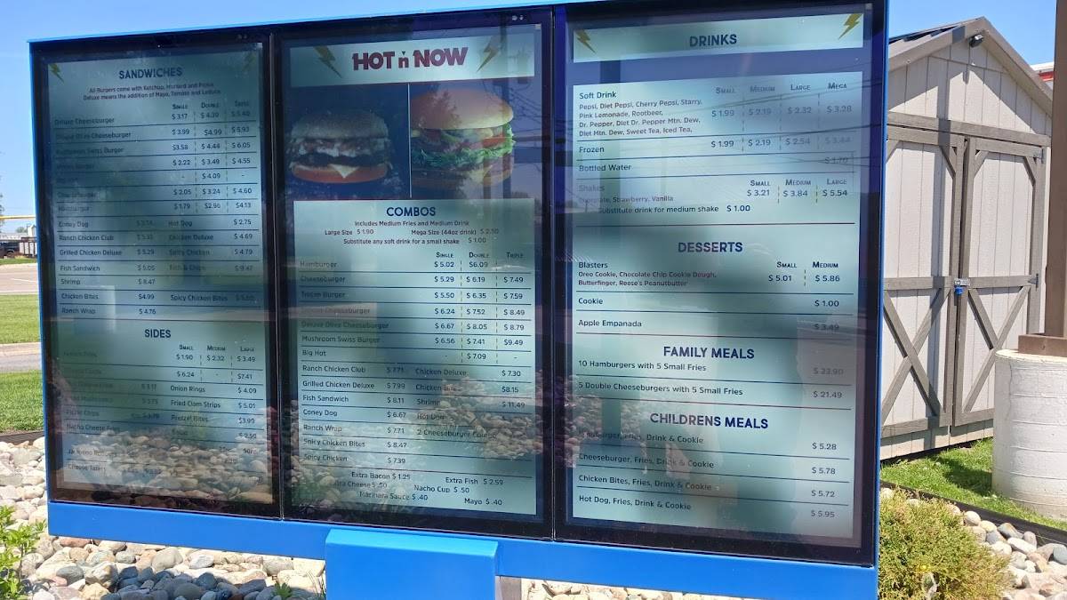 Menu at Hot 'n Now Hamburgers fast food, Sturgis
