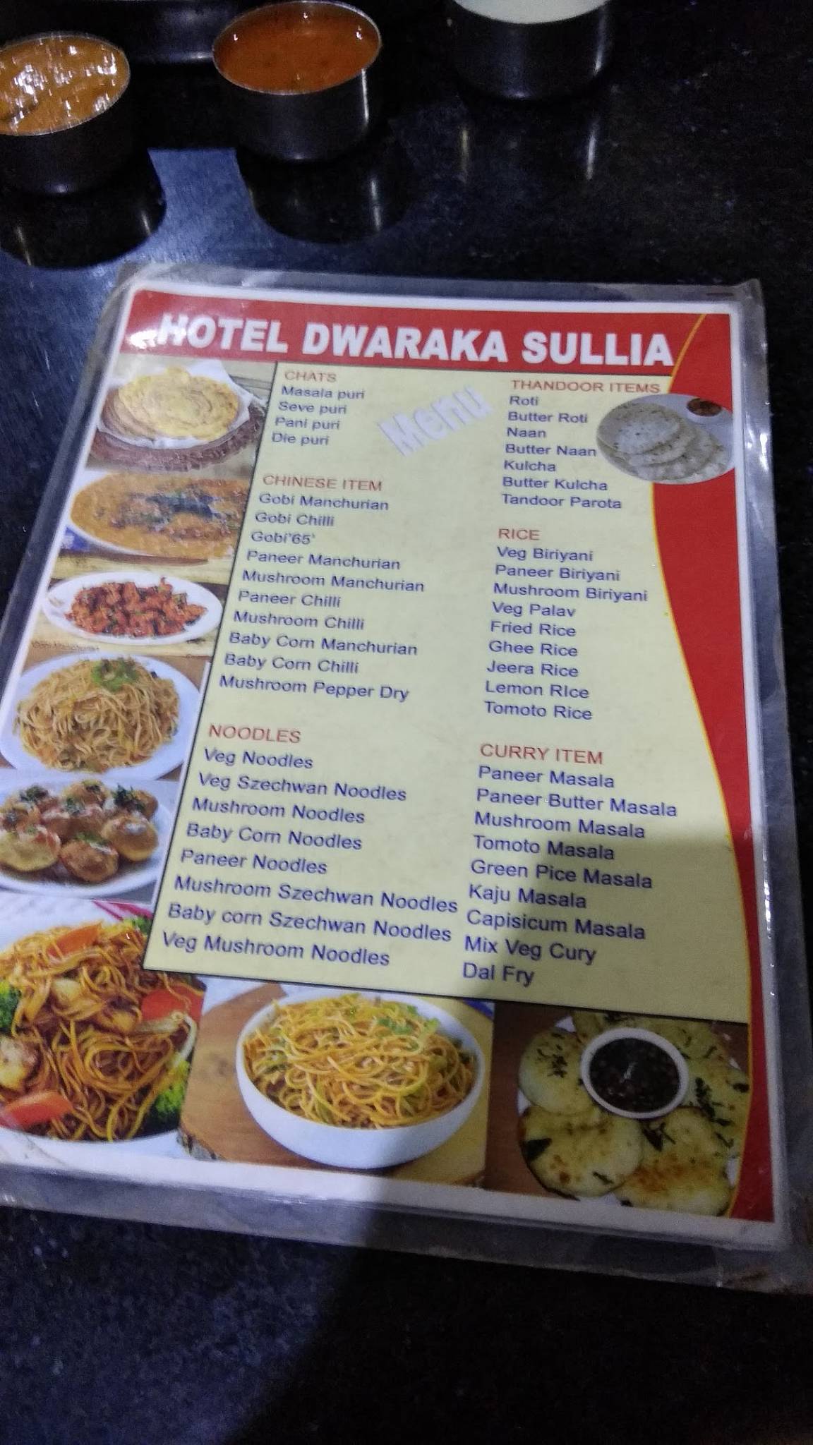 Menu at Hotel Dwaraka, Sullia