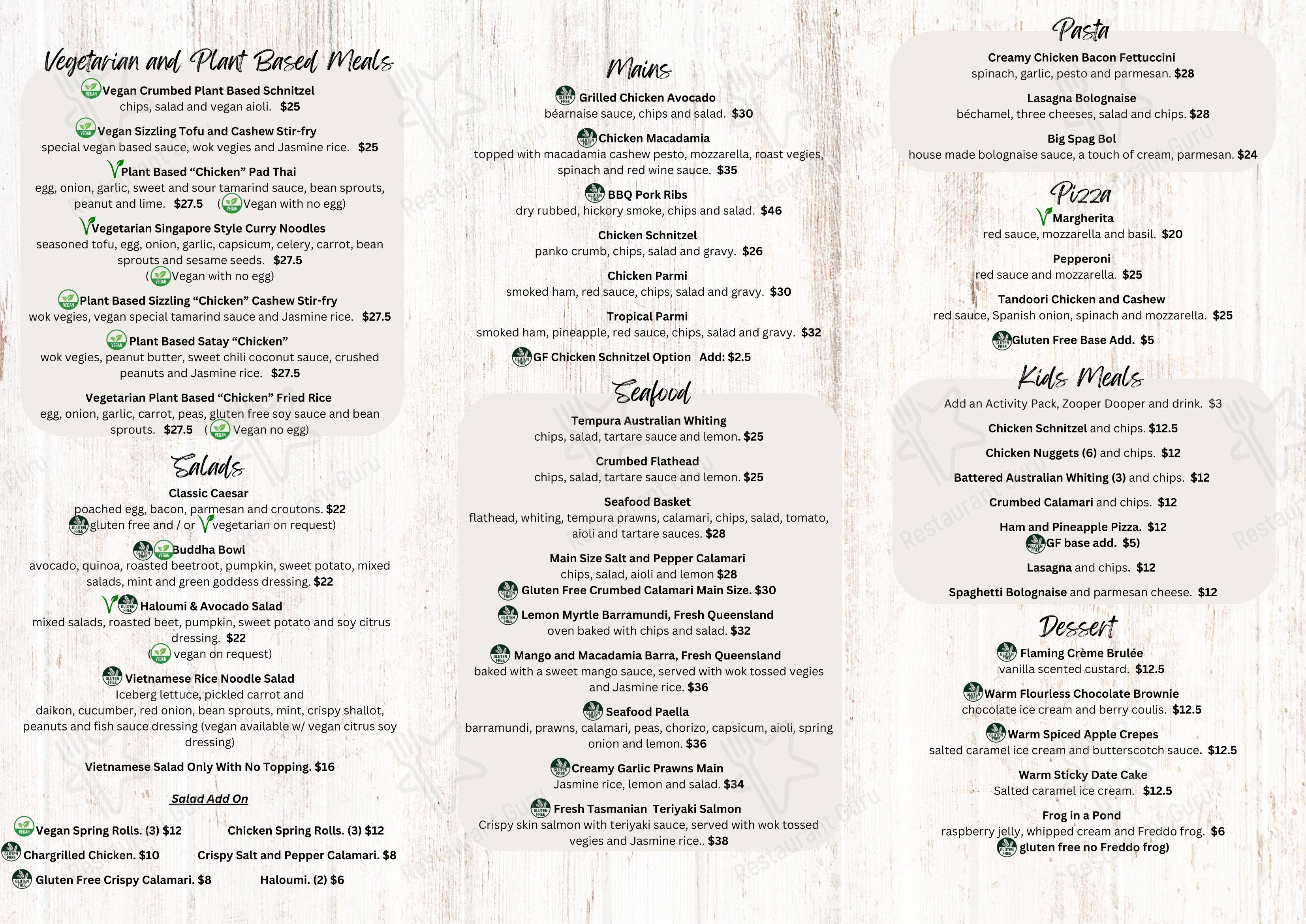 Menu at Hotel Monier pub & bar, Darra, 168 Monier Rd
