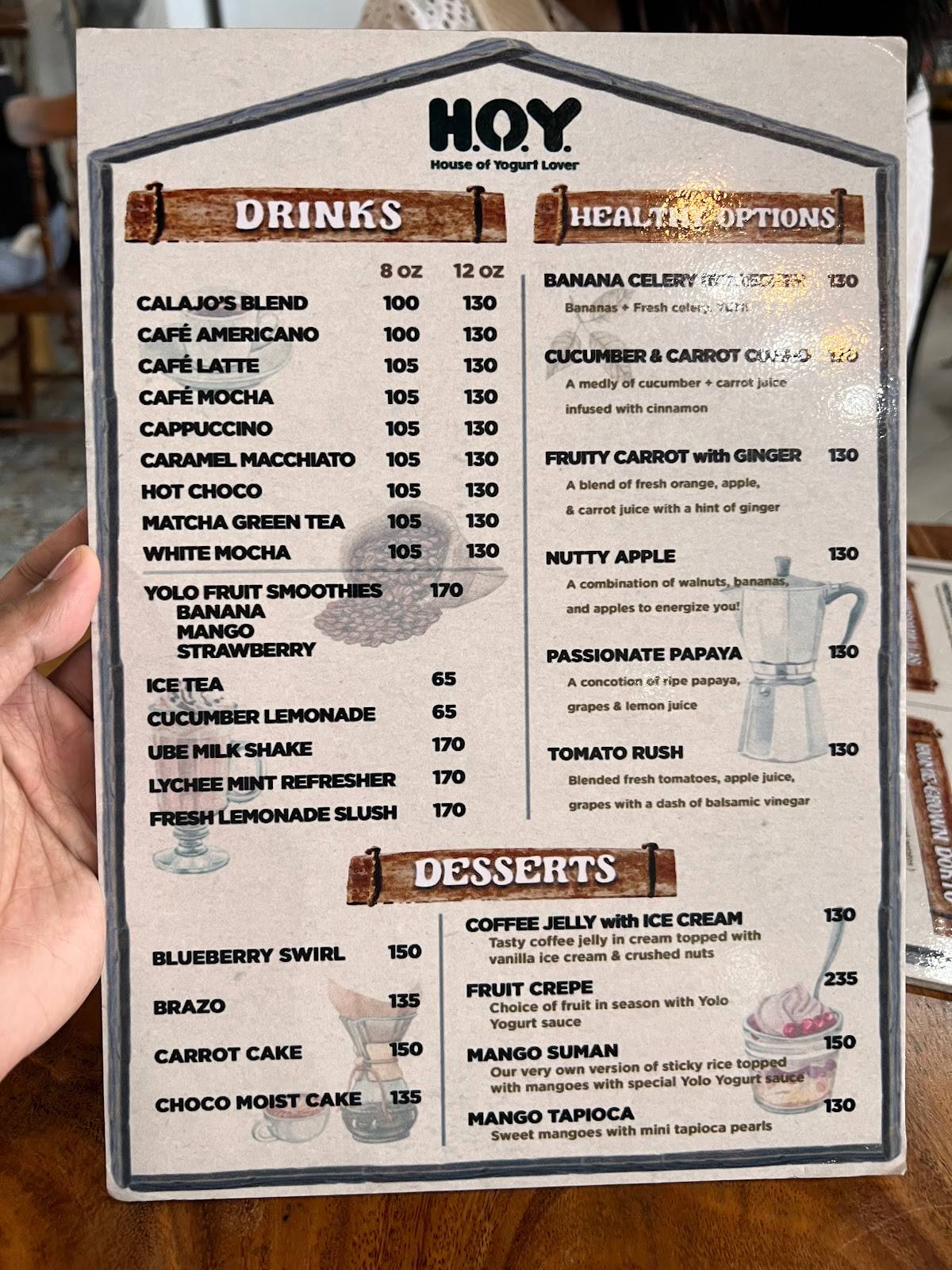Carta del restaurante House of Yoghurt - SM City Baguio, Baguio