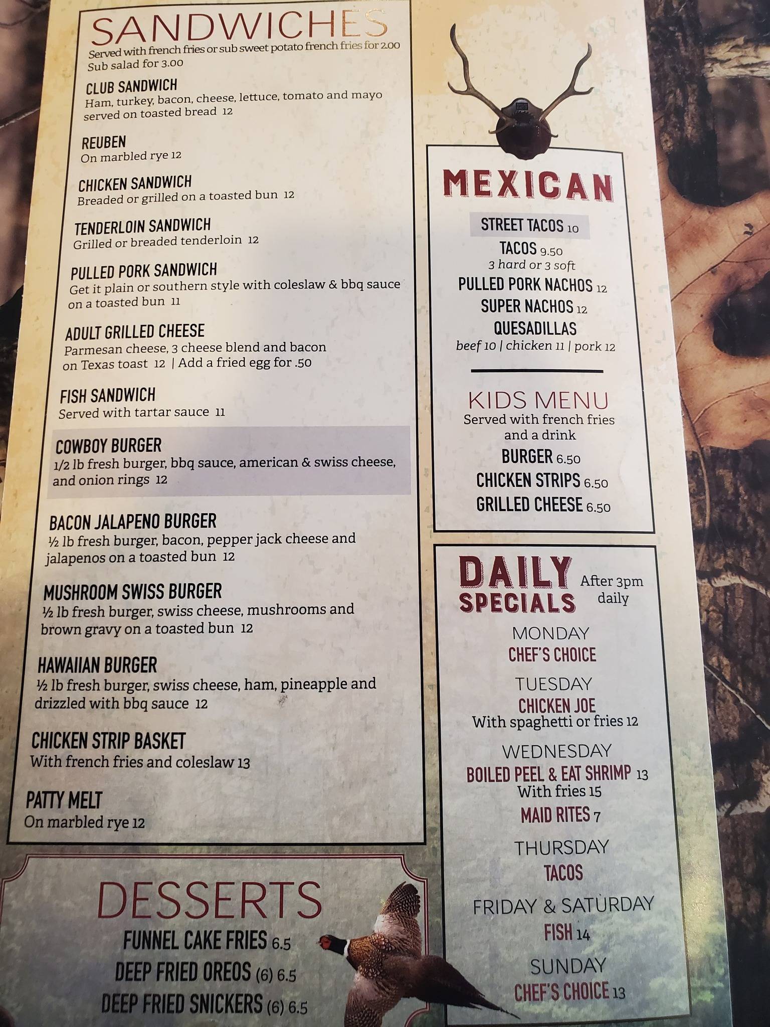 Menu at Hunters2 Sports Bar, Fulton