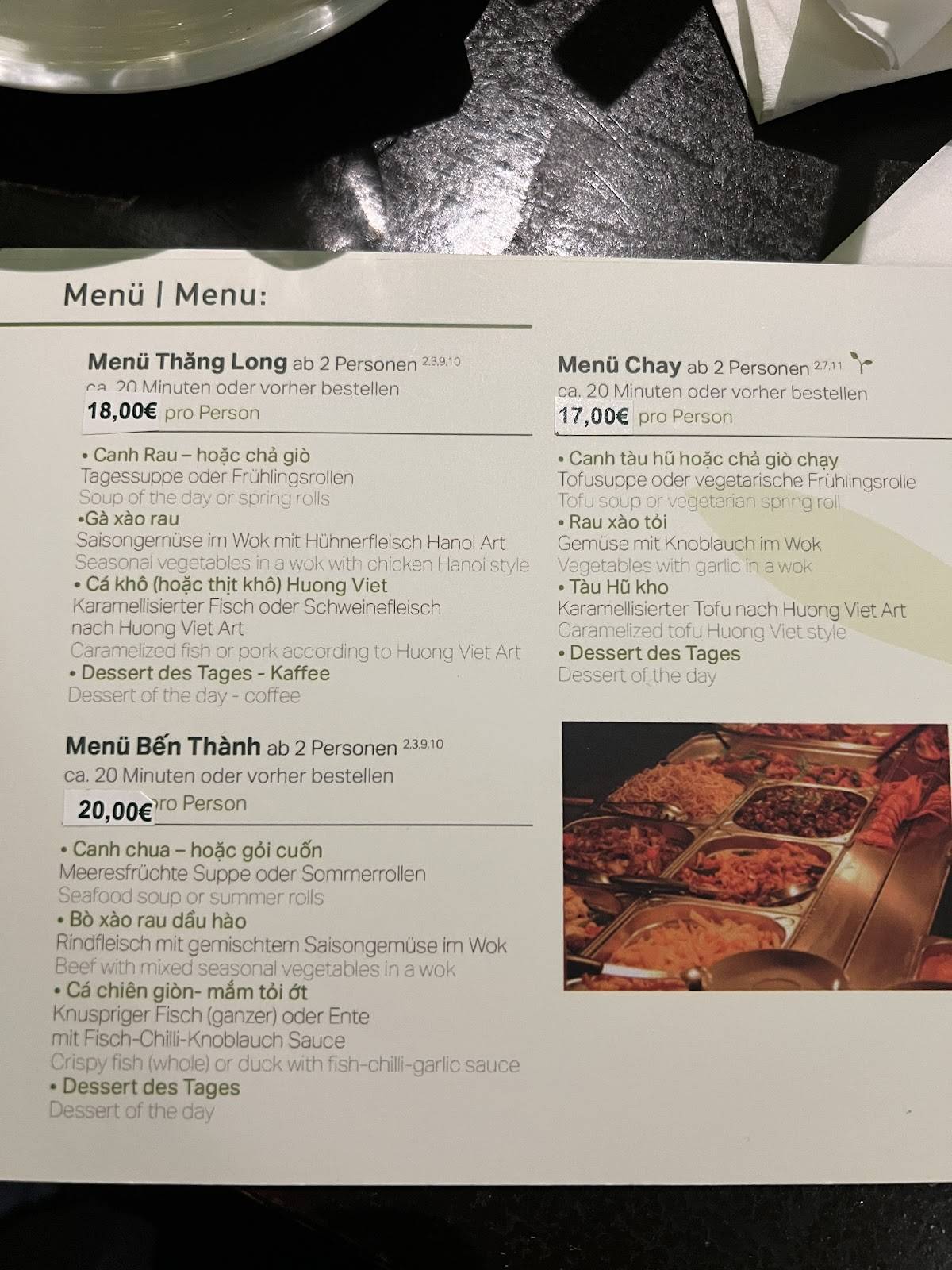 Speisekarte von Huong Viet restaurant, Düsseldorf