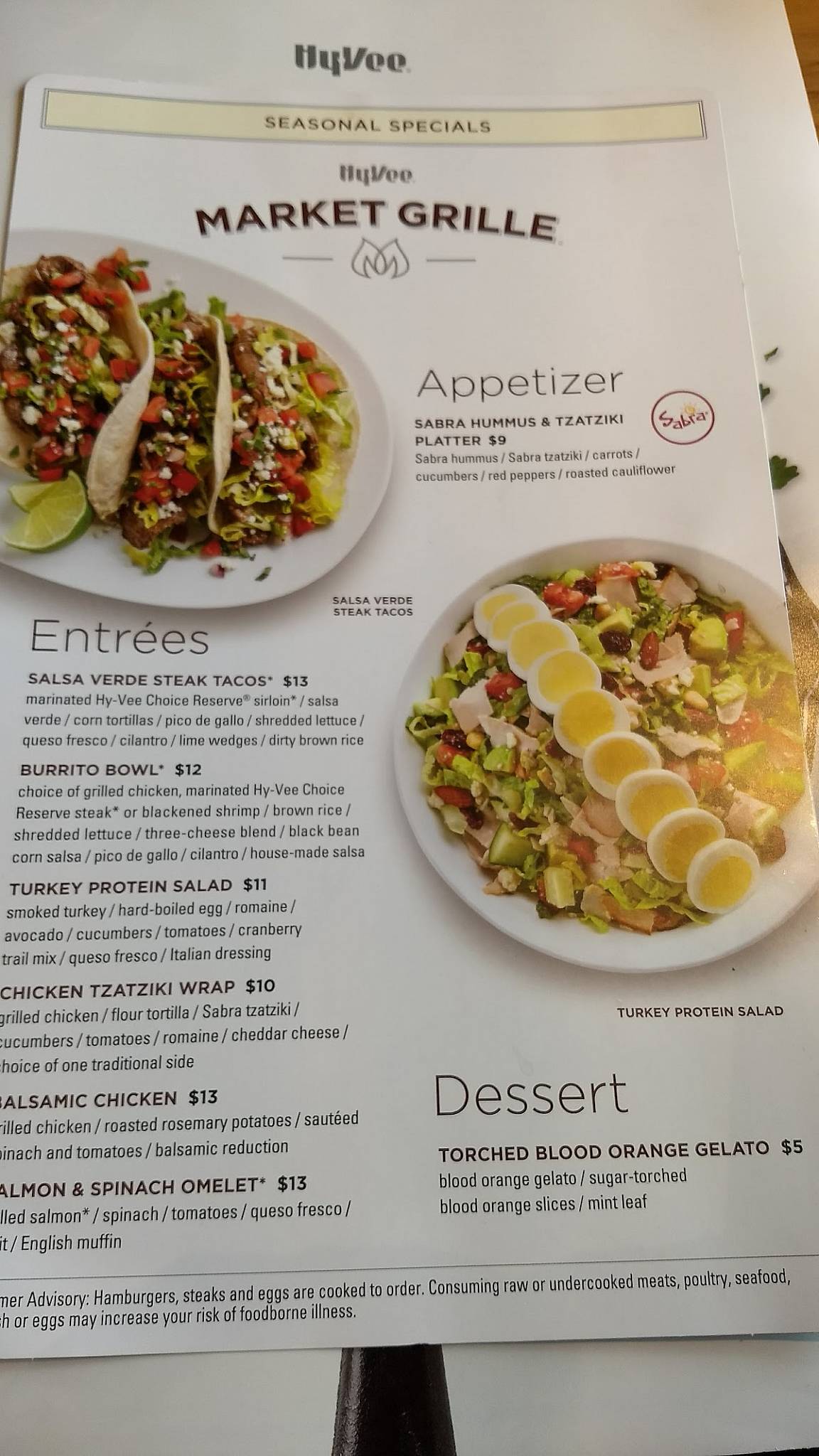 Menu at Hy-Vee Market Grille pub & bar, Savage, Egan Dr