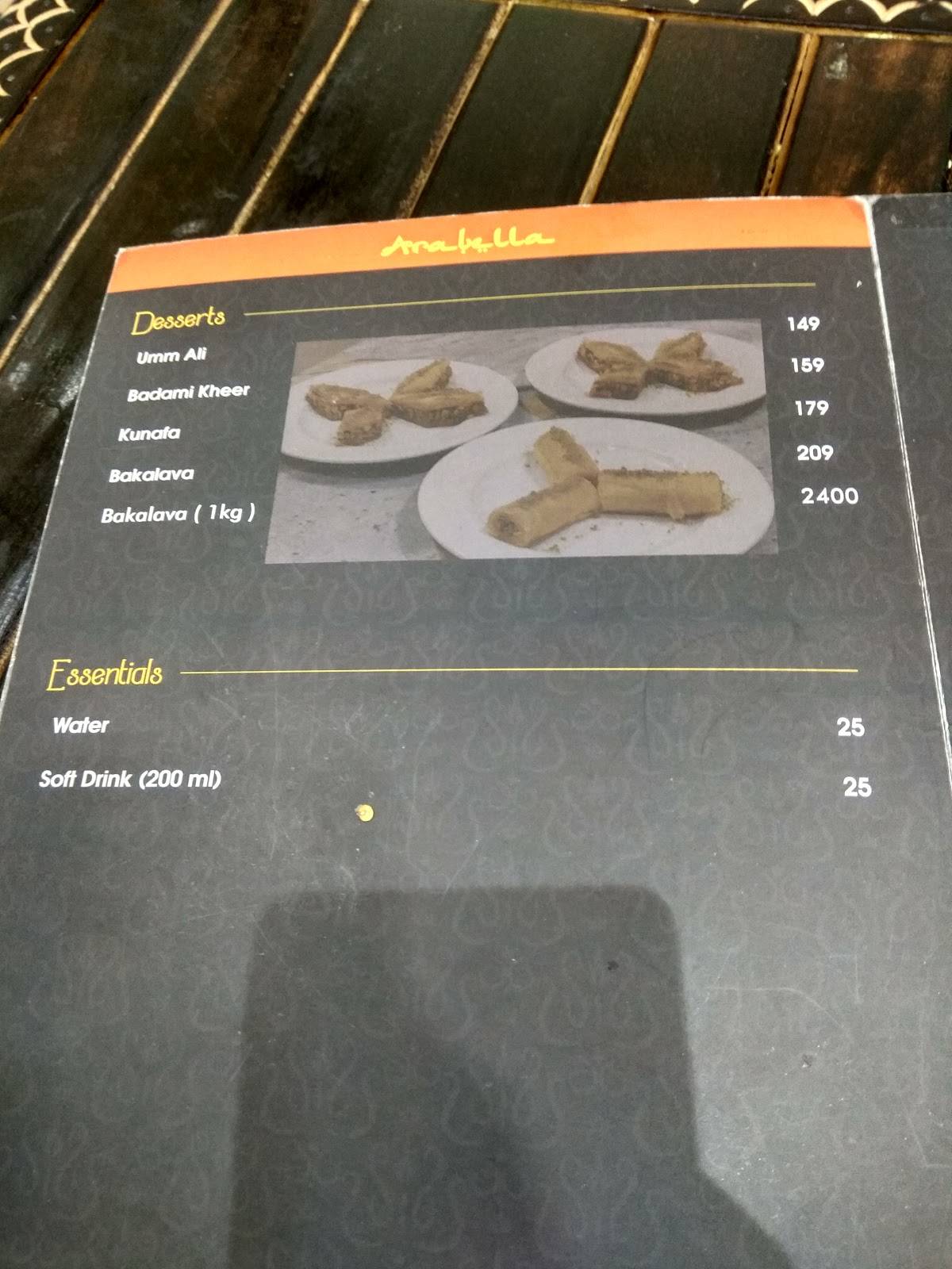 Menu at Arabella House Of Arabic & Lebanese Cuisine, Hyderabad