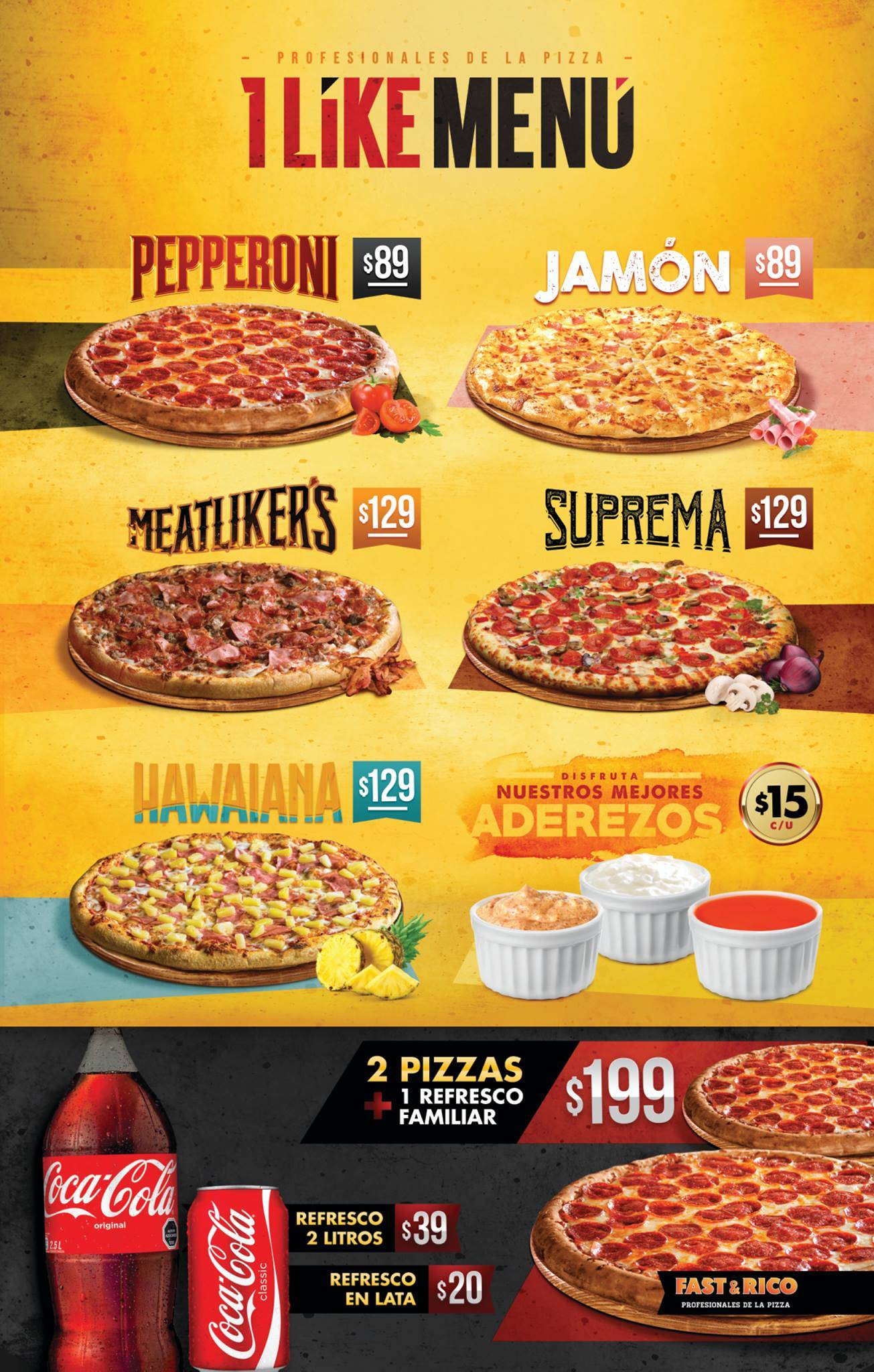 Carta del restaurante I Like Pizza, Monterrey, Av. Munich 105