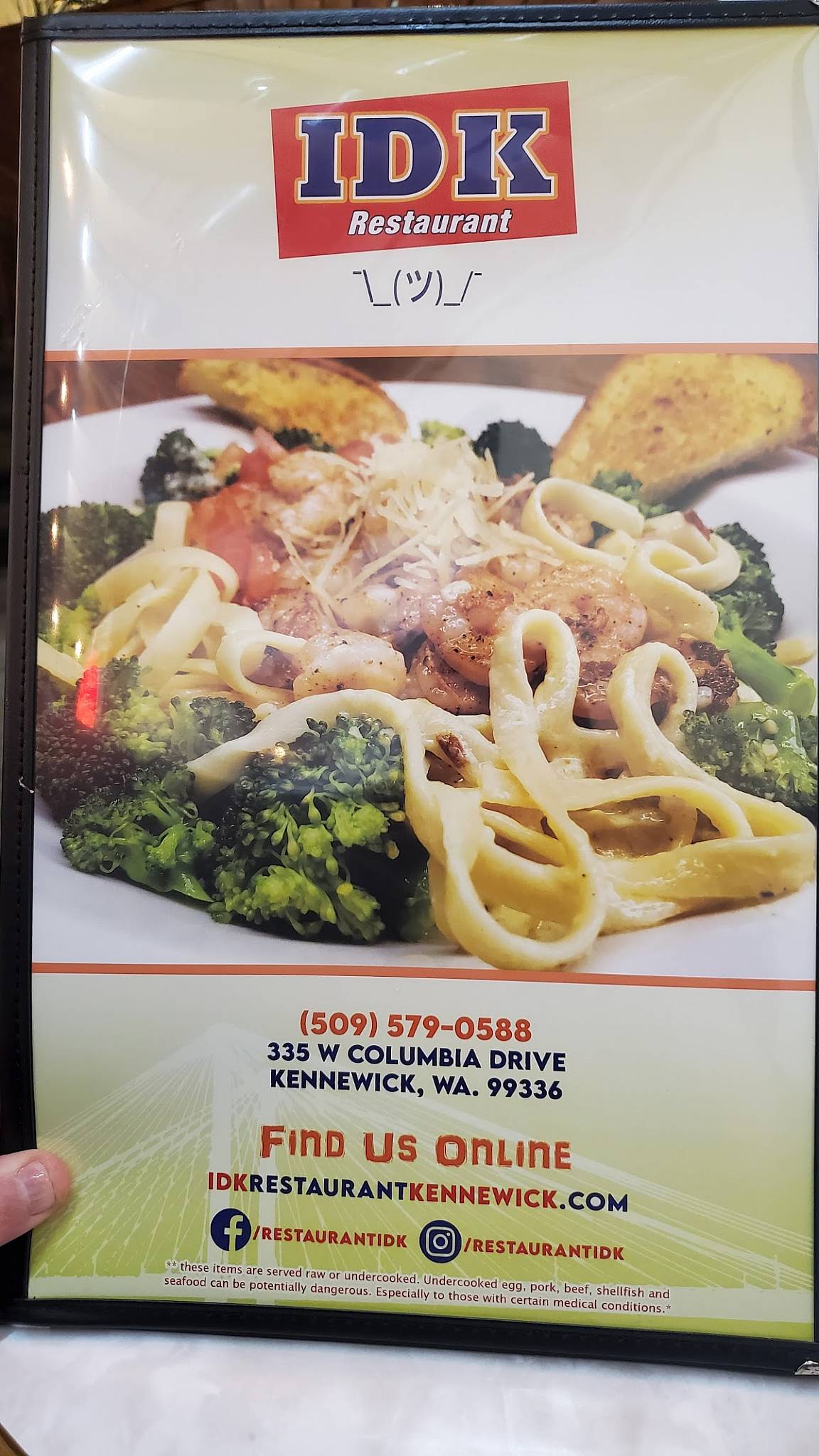 Menu at IDK Restaurant, Kennewick