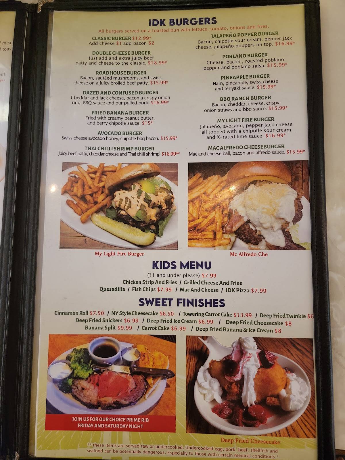 Menu at IDK Restaurant, Kennewick