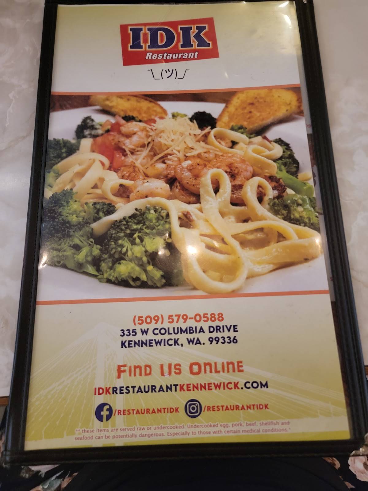 Menu at IDK Restaurant, Kennewick