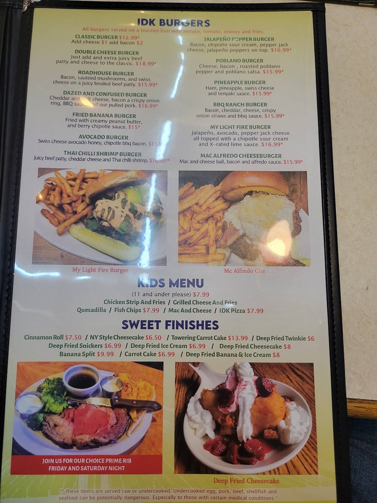 Menu at IDK Restaurant, Kennewick