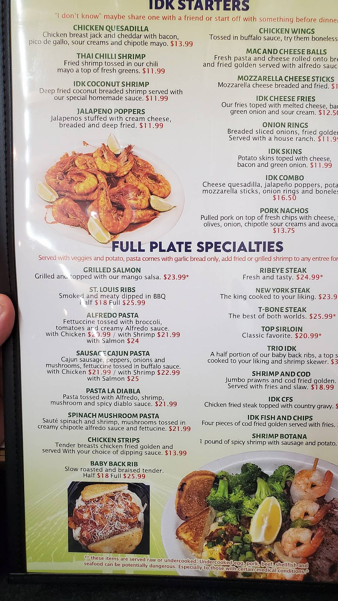 Menu at IDK Restaurant, Kennewick