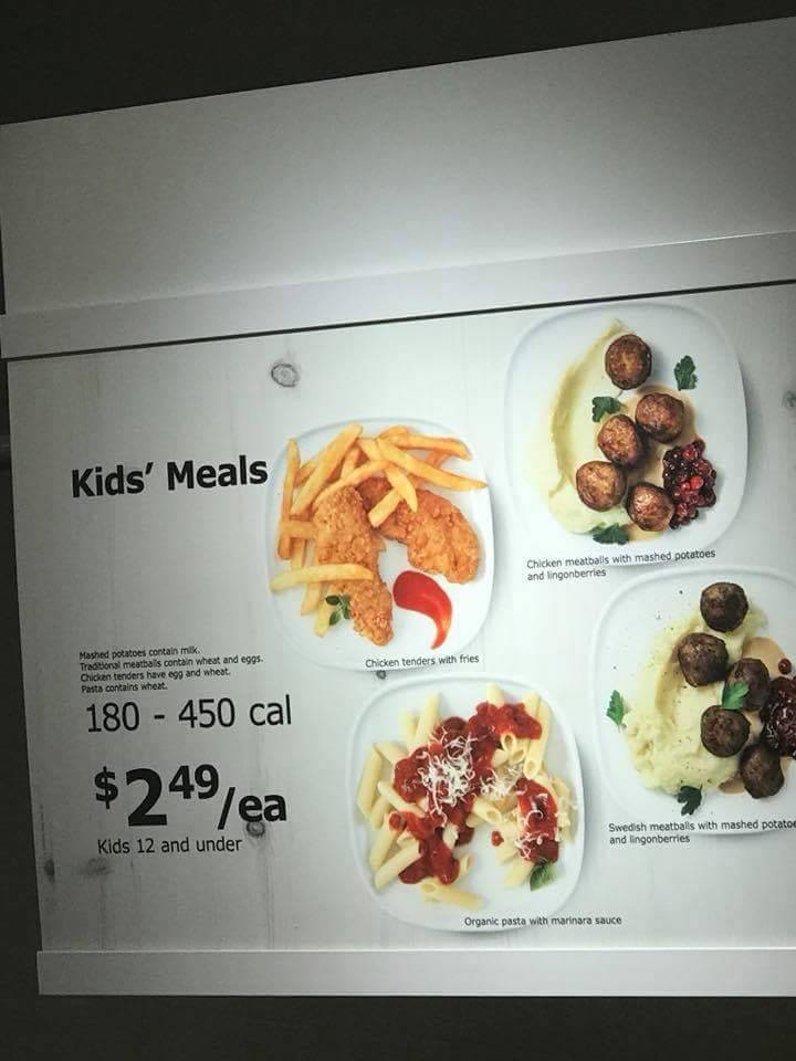 Menu at IKEA Restaurant, Orlando