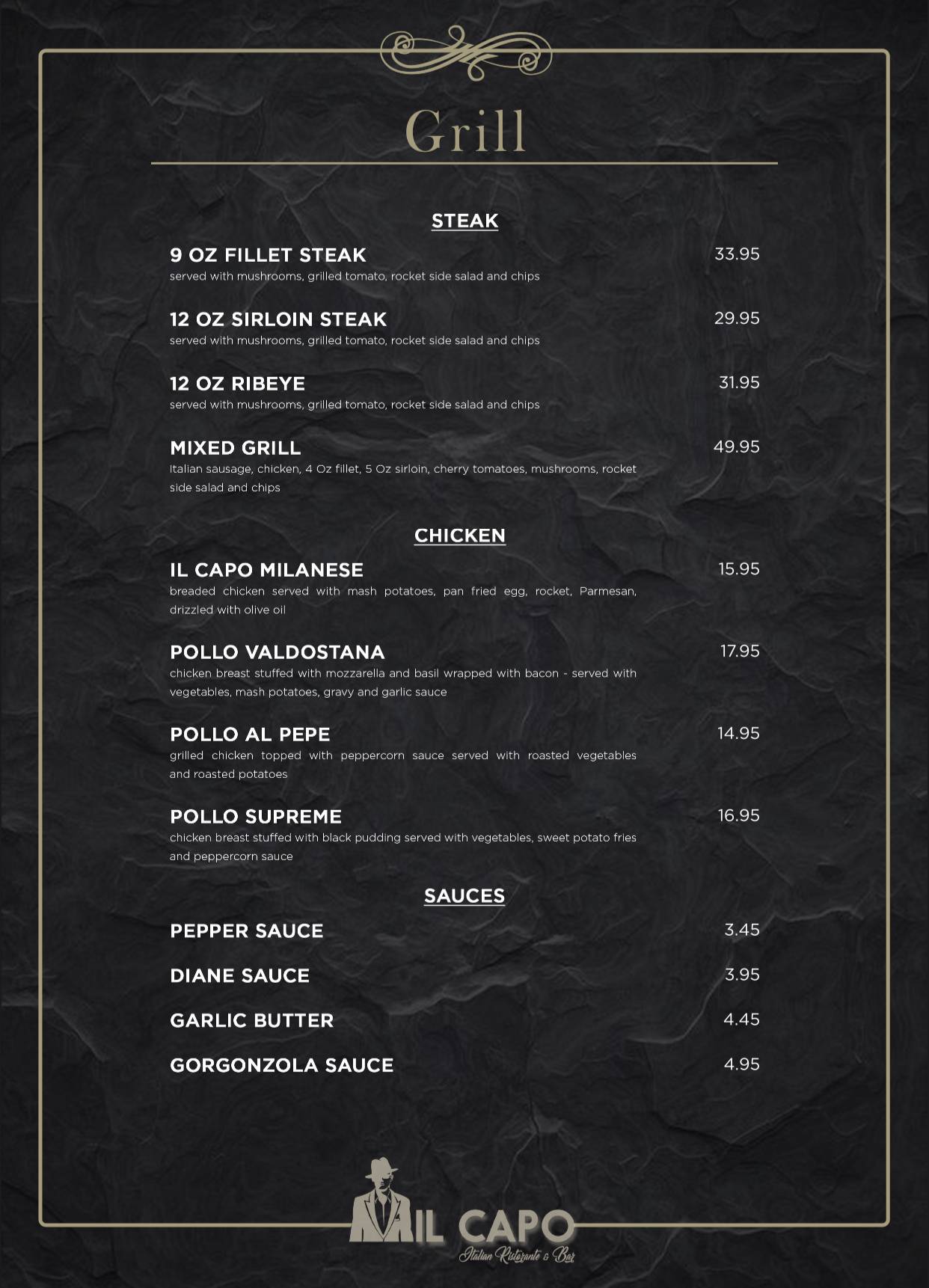 Menu at Il Capo Italian Ristorante & Bar, Airdrie