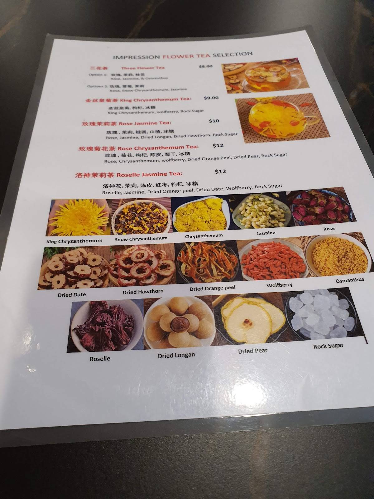 Menu at IMPRESSION Restaurant, Dunedin