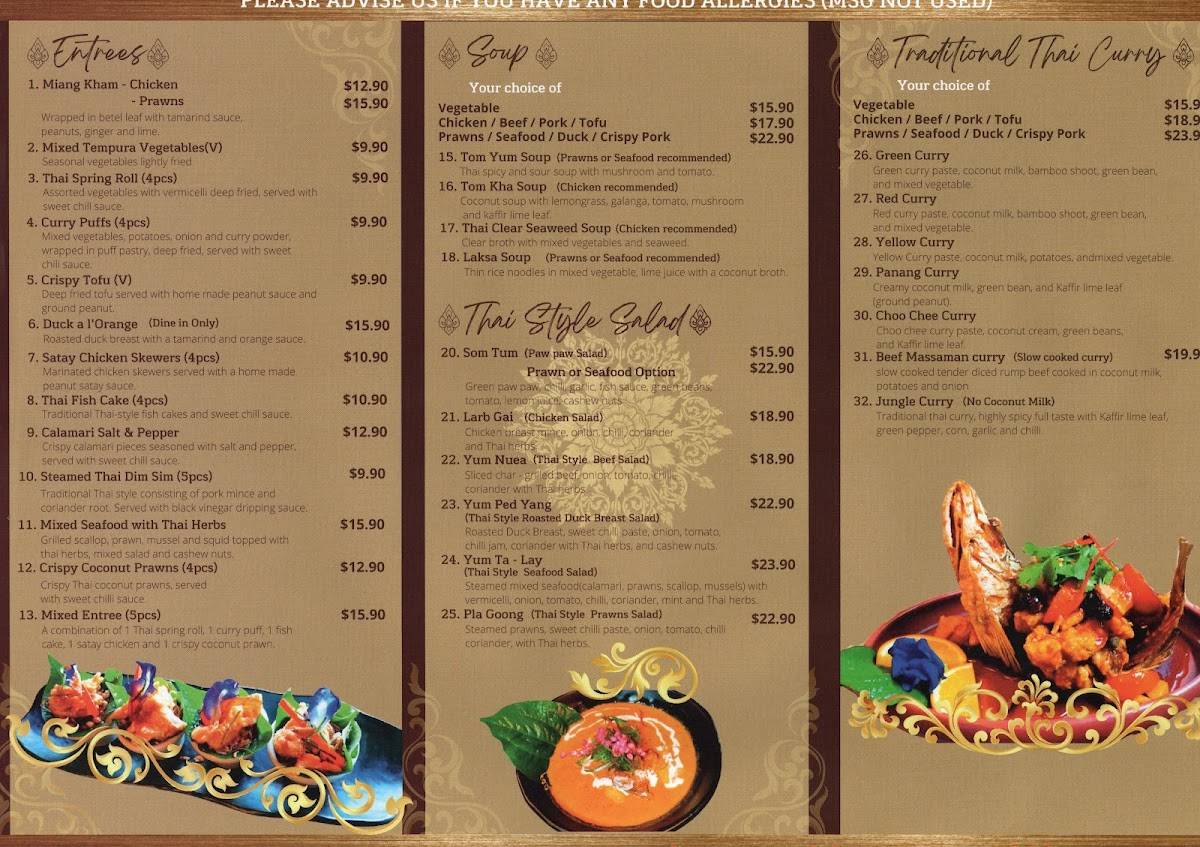 Menu at IN 2 THAI restaurant, Bungalow