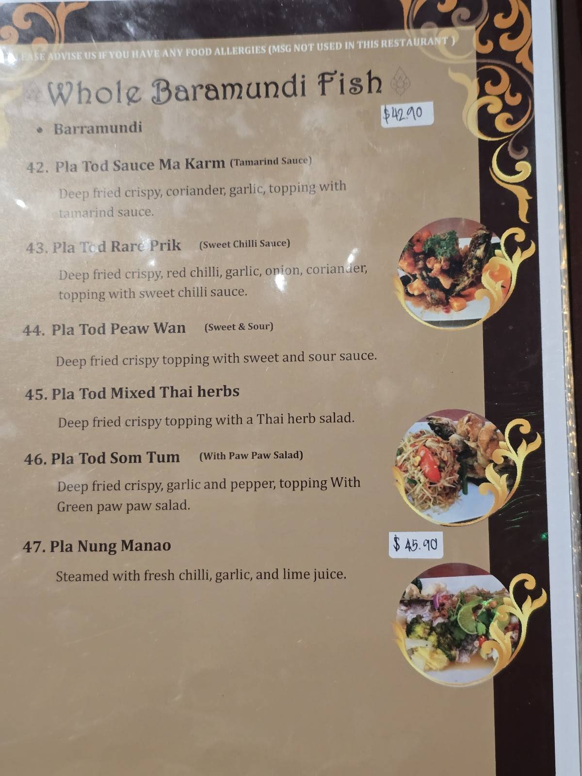 Menu at IN 2 THAI restaurant, Bungalow