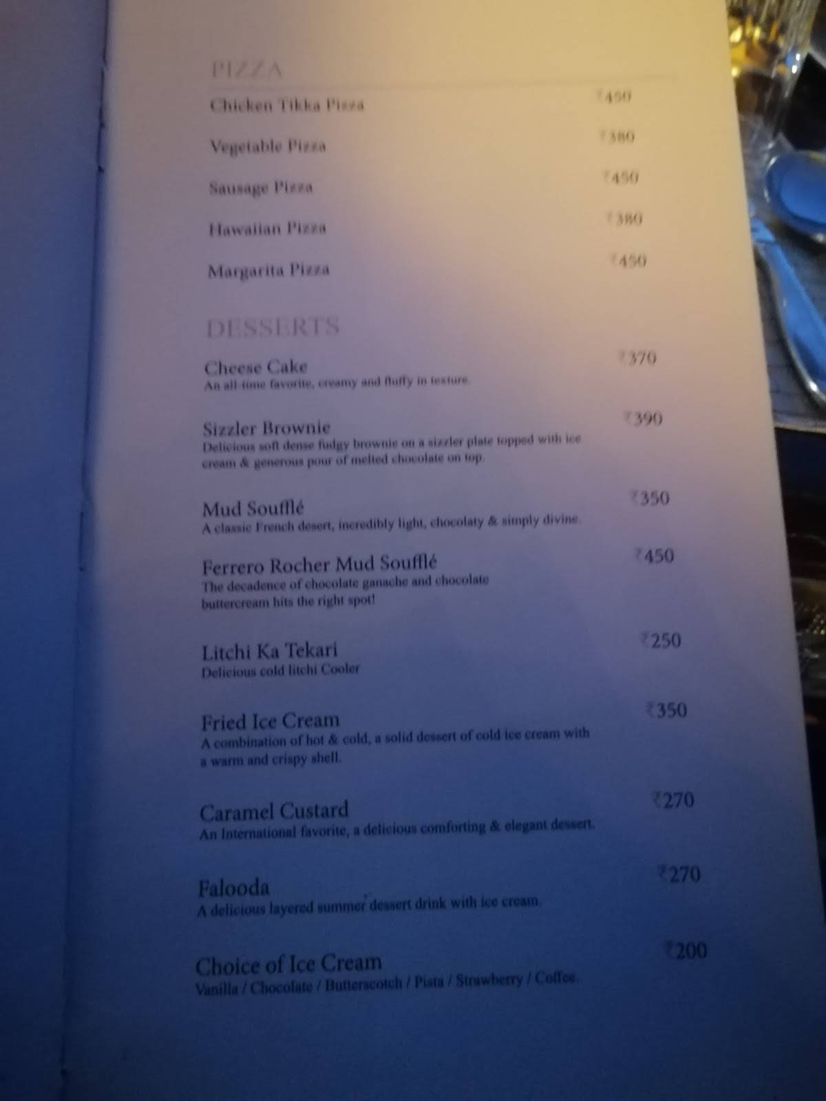 Menu at INDCHICOO, Coimbatore
