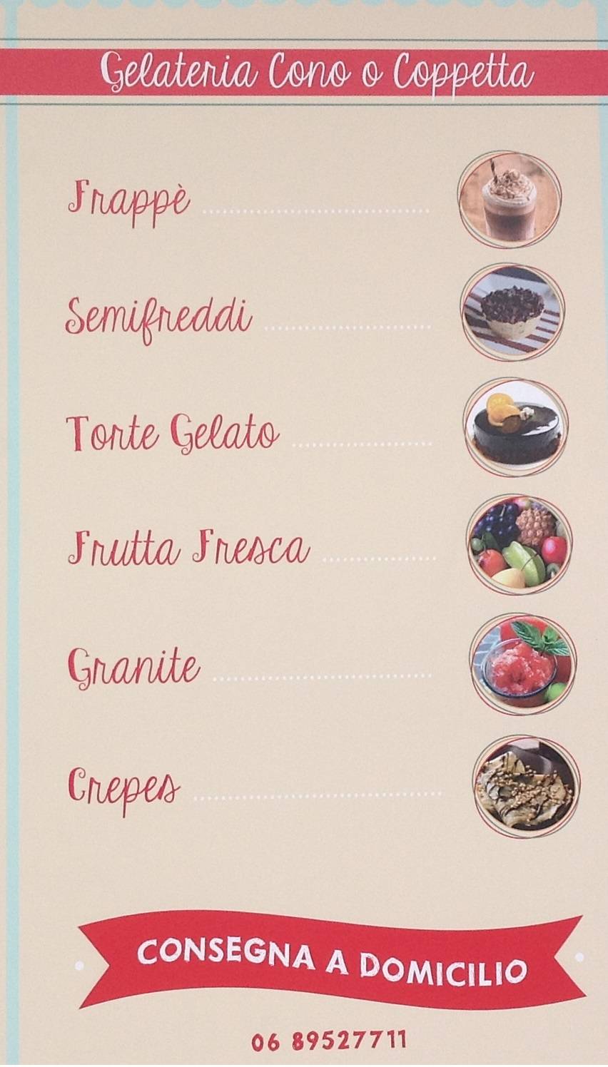 Menu au Ice cream cone or bowl, Rome