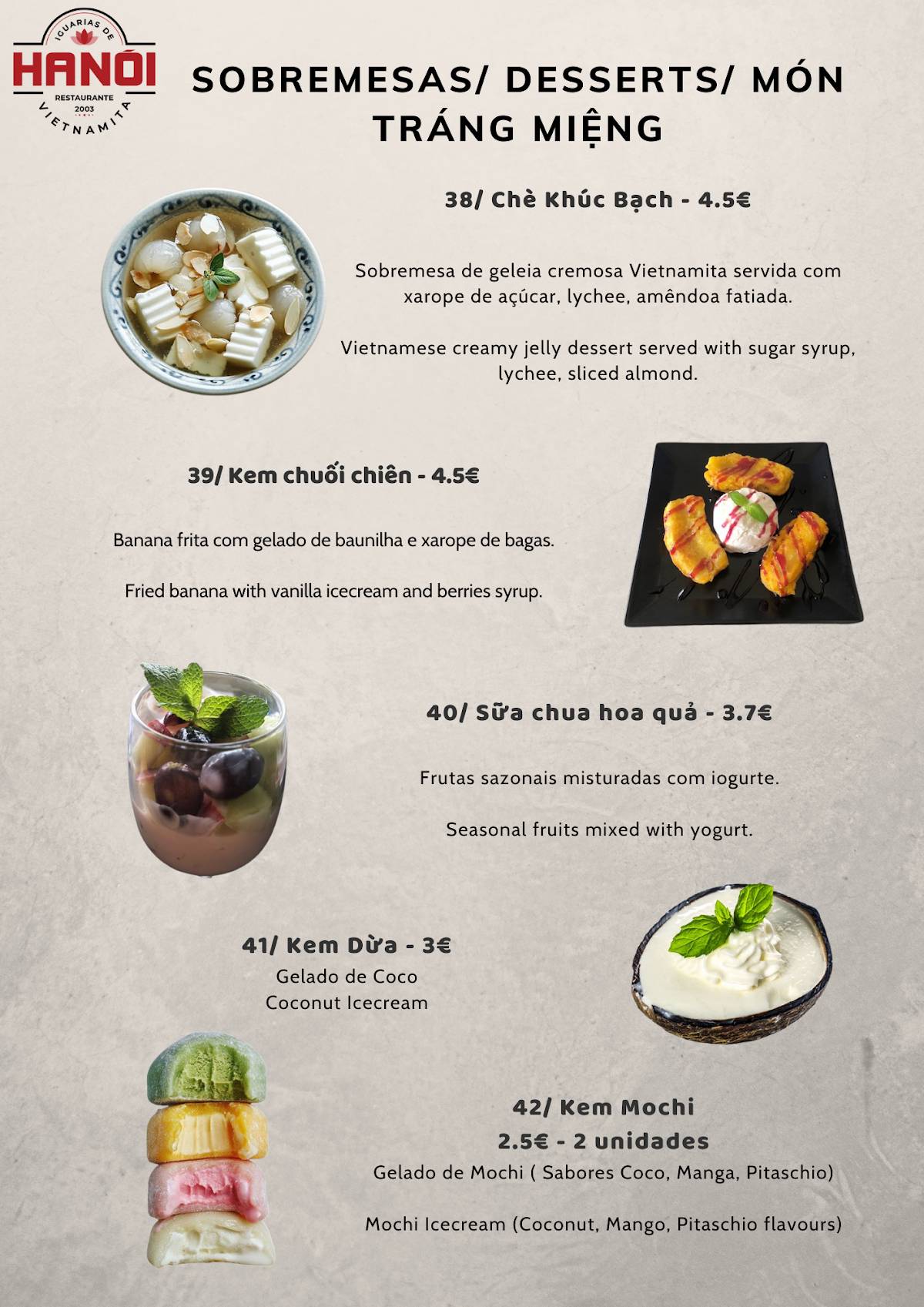 Menu em Iguarias de HANÓI restaurante, Porto, Rua da Torrinha 232