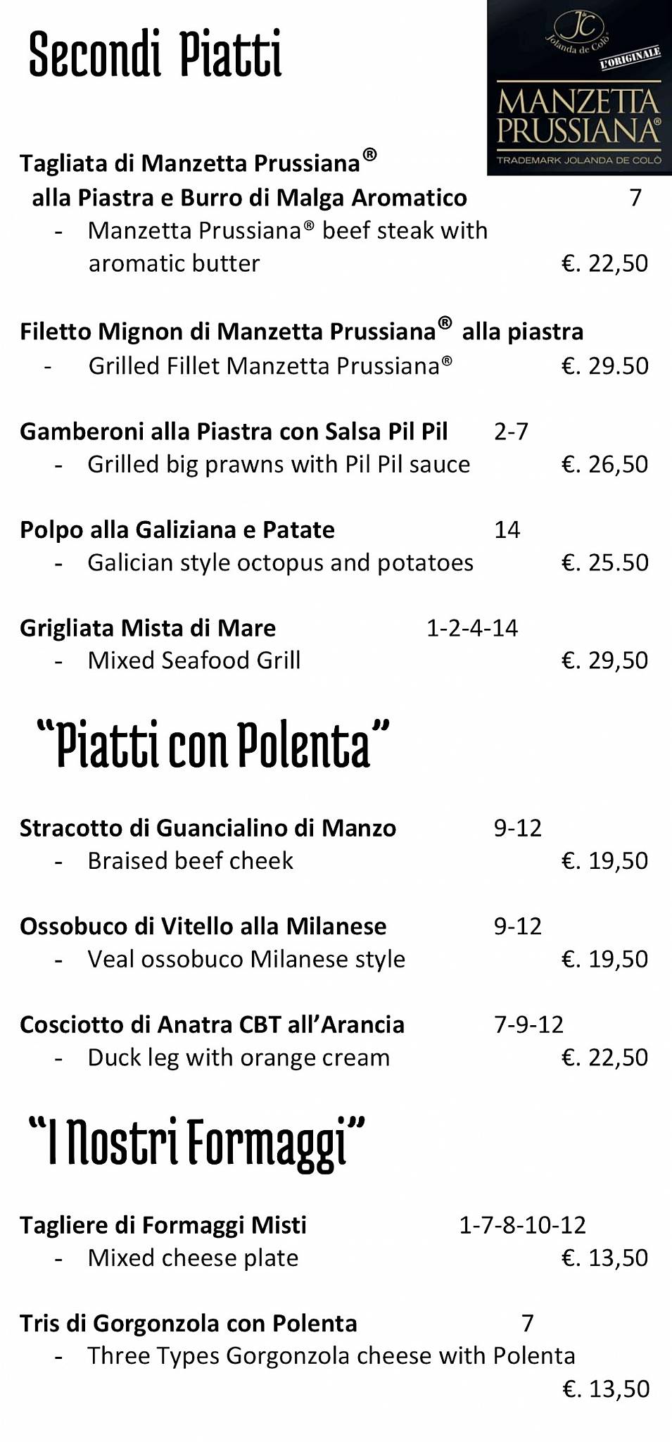 Speisekarte von Il Crotto del Lago pub & Bar, Cima