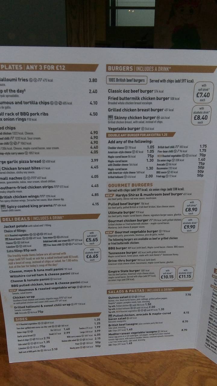 Menu at The Admiral Collingwood - JD Wetherspoon pub & bar, Ilfracombe