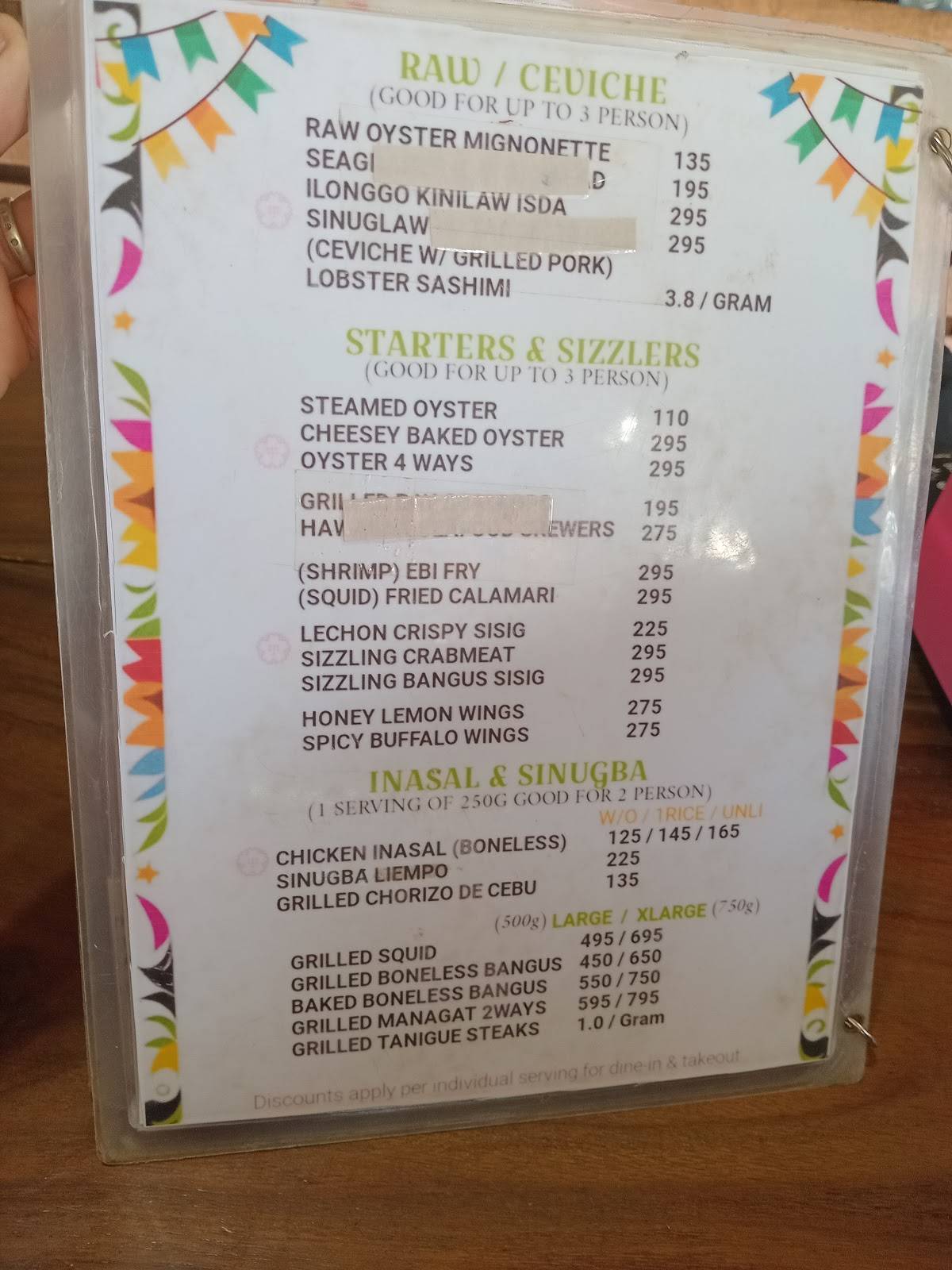 Menu at Dayneto Seafood Grill & Restaurant, Iloilo City