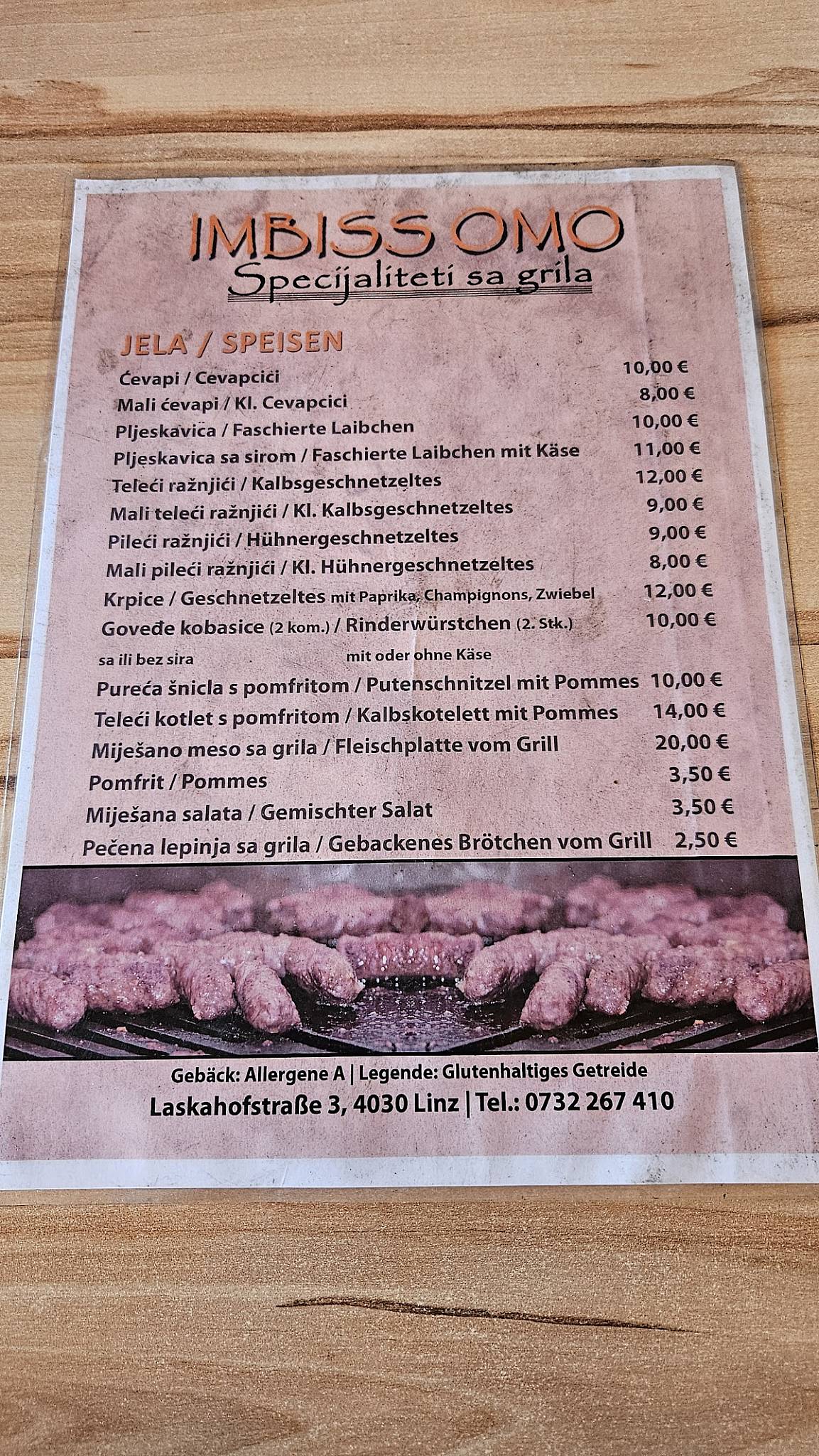 Speisekarte von Imbiss Omo restaurant, Linz