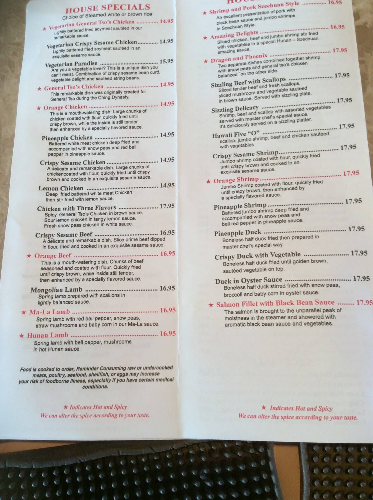 Menu at Imperial China Chinese Restaurant, South Portland