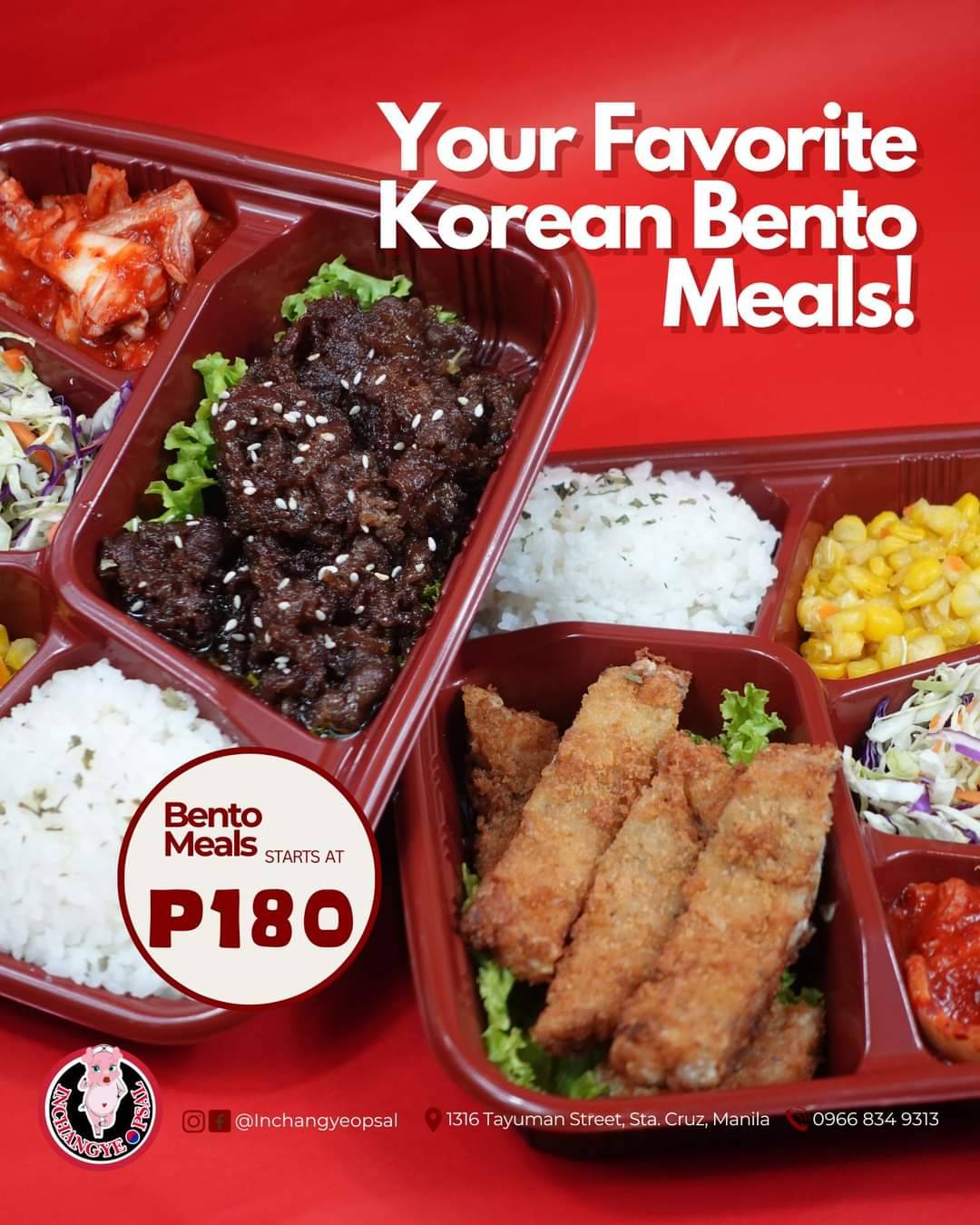 Carta de Inchangyeopsal Korean Restaurant 엽살 한식당, Manila