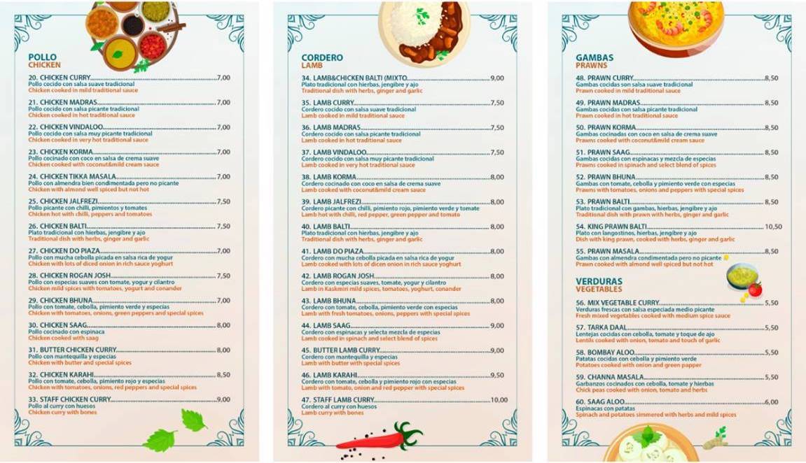 Menu at Indian Cuisine - Tandoori Mix Grill restaurant, Álora