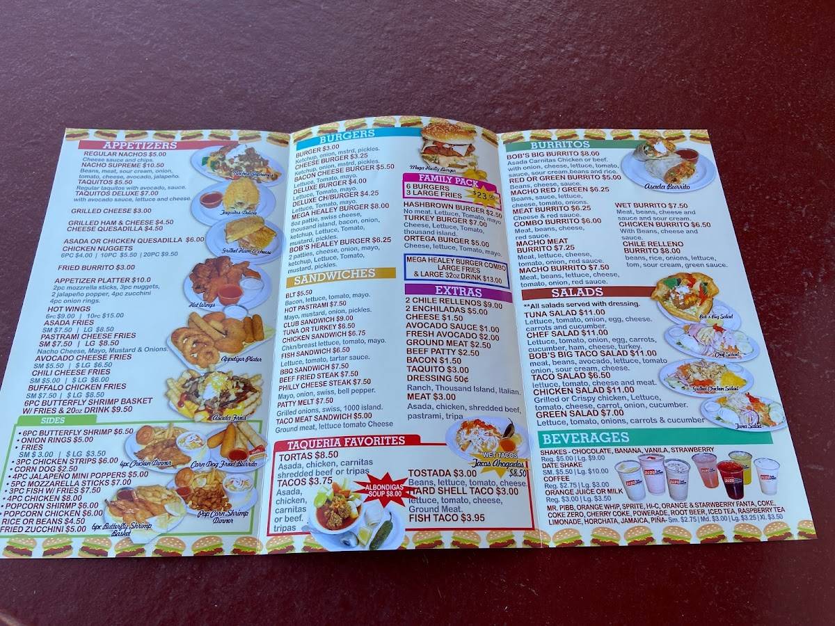 Carta del restaurante Bob's Twin Kitchen, Indio